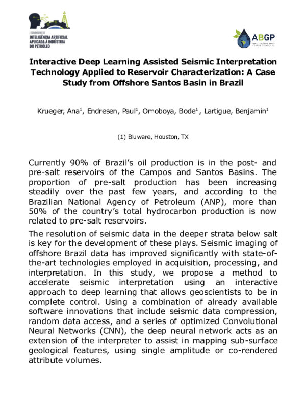 (PDF) Interactive Deep Learning Assisted Seismic Interpretation Technology Applied to Reservoir ...