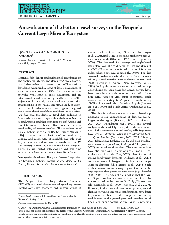 (PDF) An evaluation of the bottom trawl surveys in the Benguela Current ...