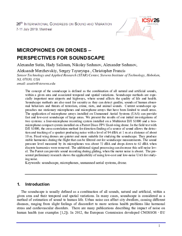 (PDF) Microphones on Drones – Perspectives for Soundscape