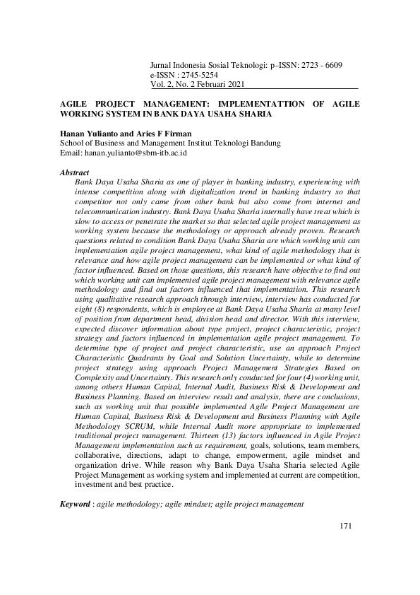 (PDF) Agile Project Management: Implementattion of Agile Working System ...