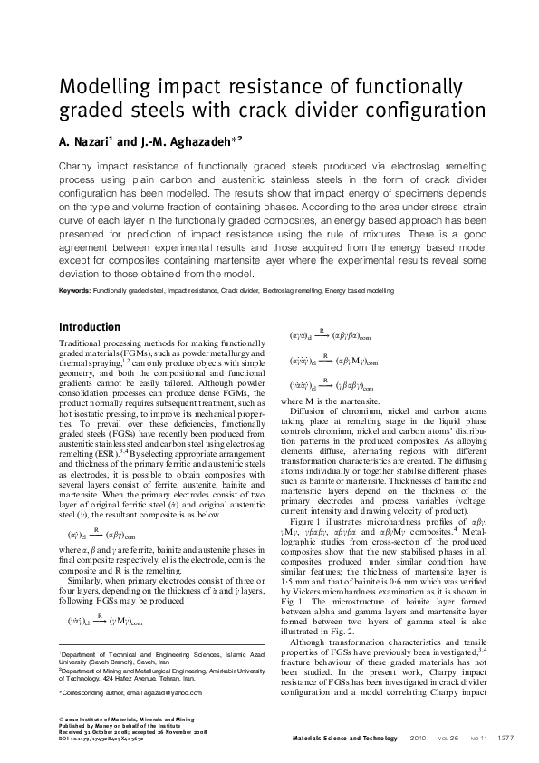 (PDF) RETRACTED ARTICLE: Modelling impact resistance of functionally graded steels with crack ...