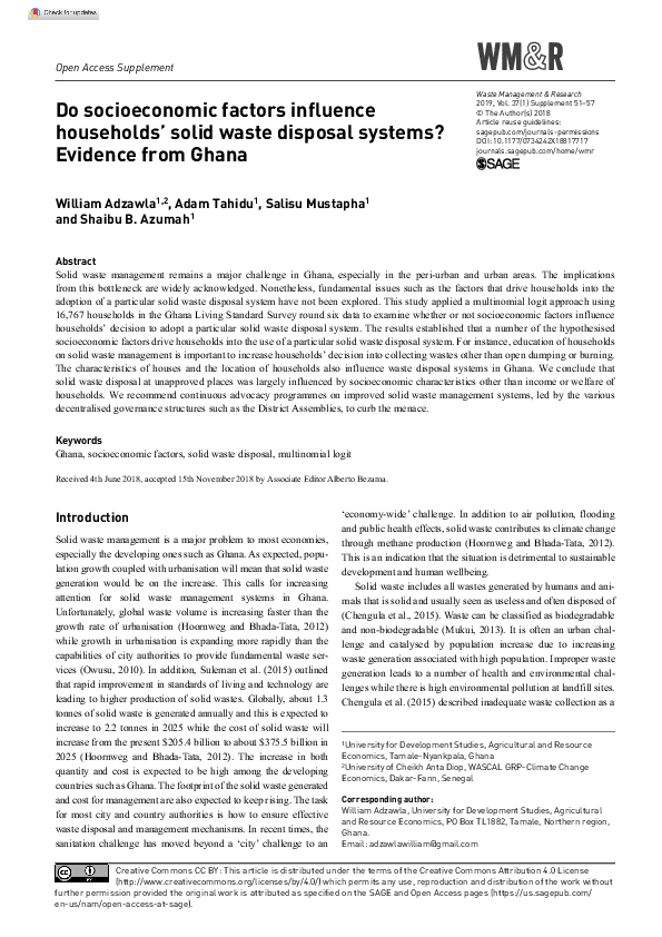 (PDF) Do socioeconomic factors influence households’ solid waste ...