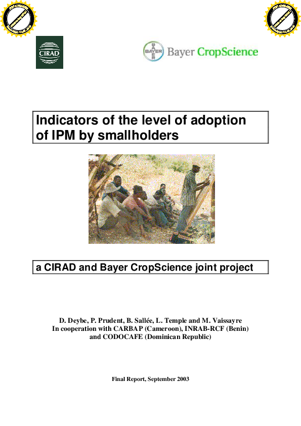 (PDF) Indicators of the level of adoption of IPM by smallholders a ...