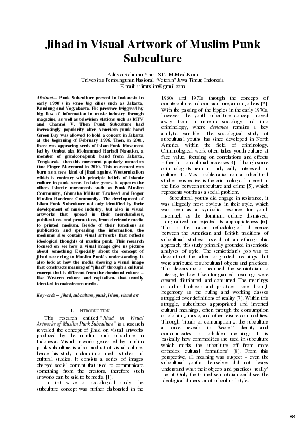 (PDF) Jihad in Visual Artwork of Muslim Punk Subculture