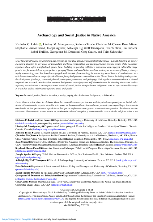 (PDF) Archaeology and Social Justice in Native America