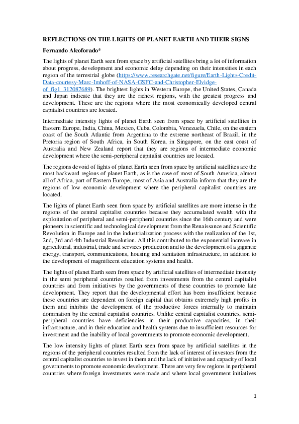 (PDF) REFLECTIONS ON THE LIGHTS OF PLANET EARTH AND THEIR SIGNS ...