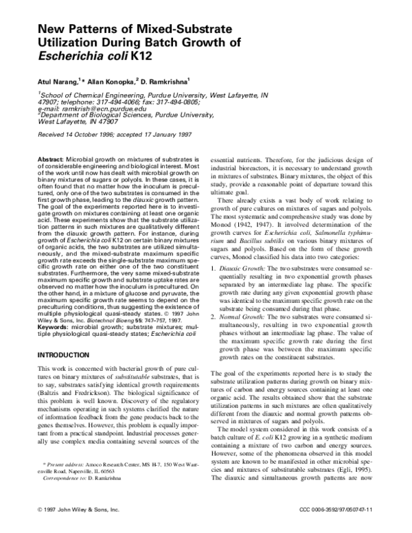 (PDF) New patterns of mixed-substrate utilization during batch growth ...