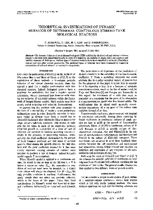 (PDF) Theoretical investigations of dynamic behavior of isothermal continuous stirred tank ...