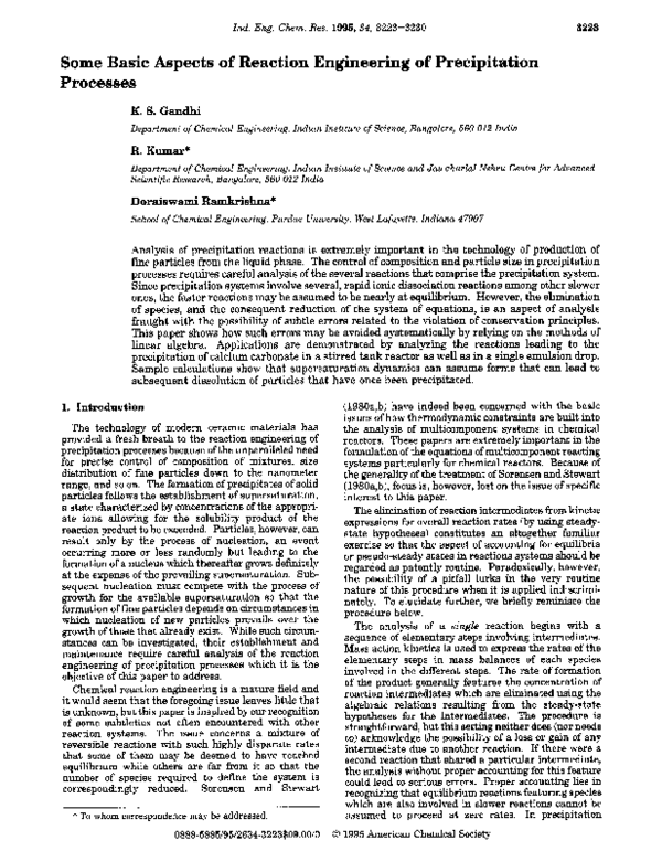 (PDF) Some Basic Aspects of Reaction Engineering of Precipitation Processes