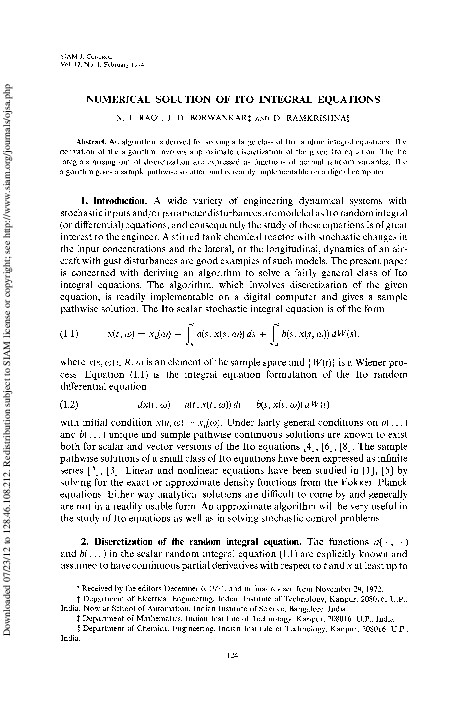 (PDF) Numerical Solution of Ito Integral Equations