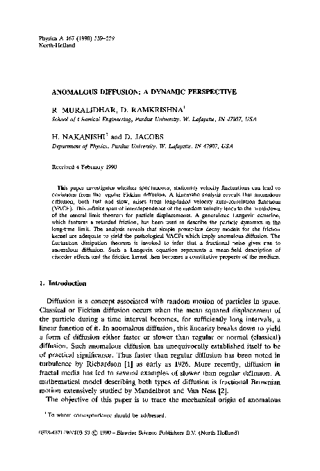 (PDF) Anomalous diffusion: A dynamic perspective
