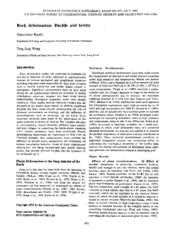 (PDF) Rock deformation: Ductile and brittle