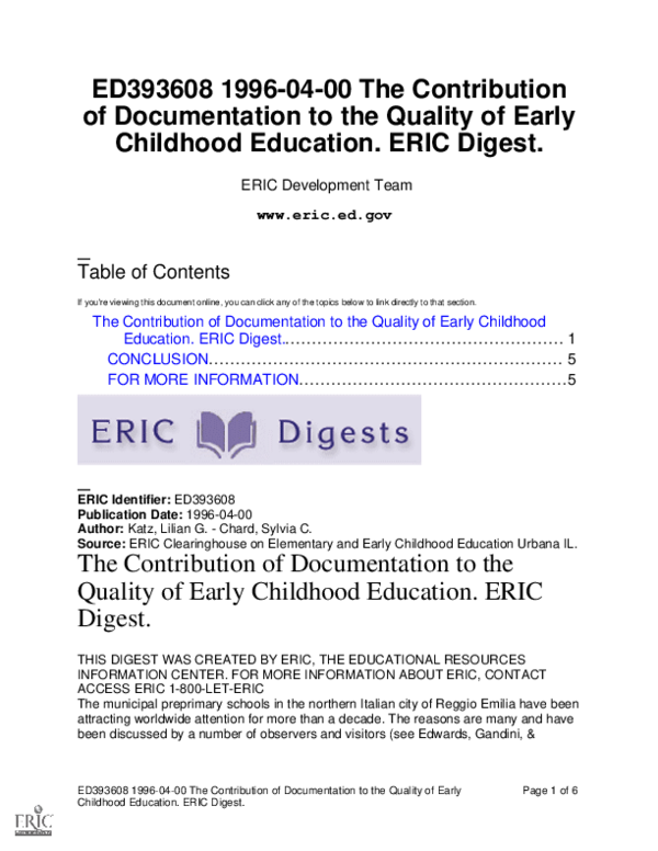 (PDF) The Contribution of Documentation to the Quality of Early ...