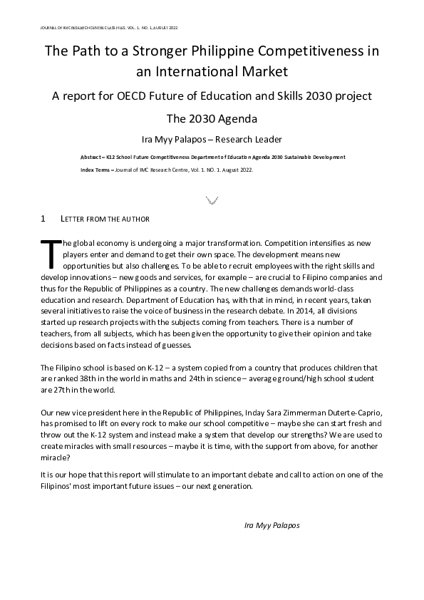 (PDF) The Path to a Stronger Philippine Competitiveness in an ...