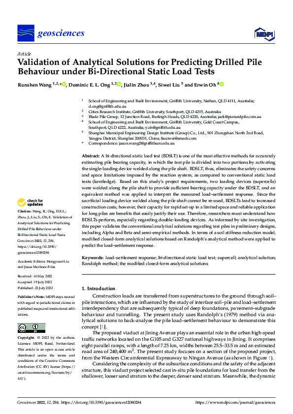 (PDF) Validation of Analytical Solutions for Predicting Drilled Pile ...