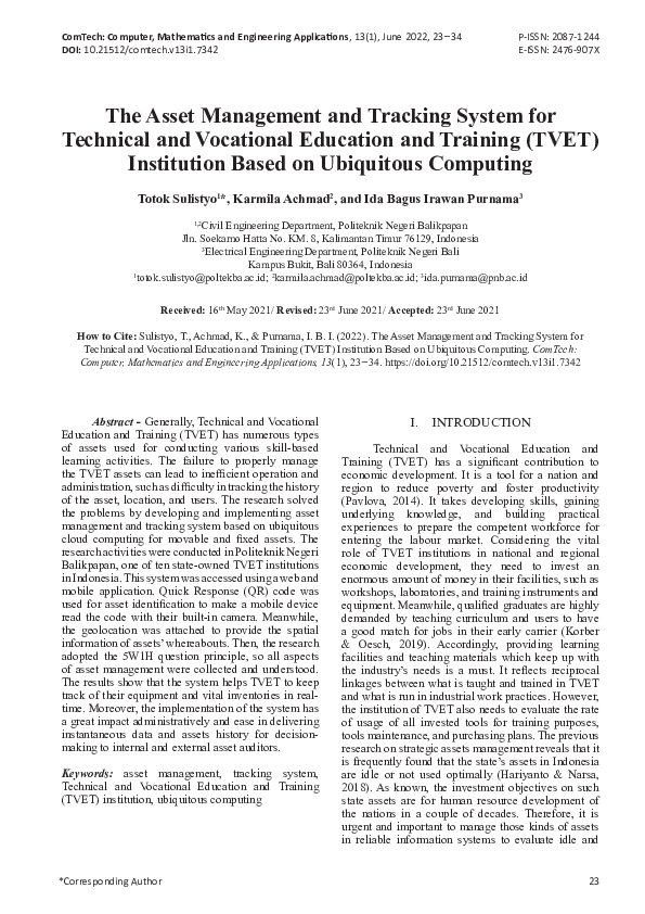 (PDF) The Asset Management and Tracking System for Technical and ...