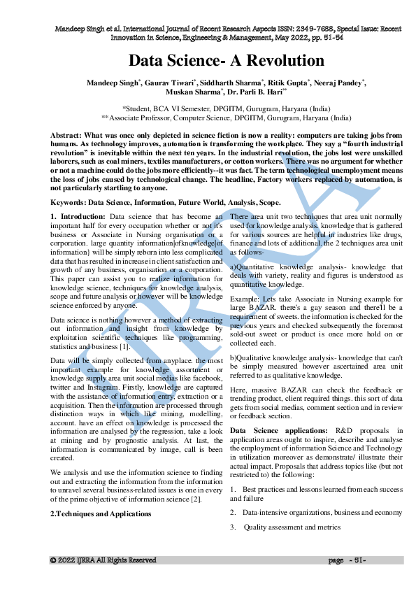 (PDF) Data Science-A Revolution