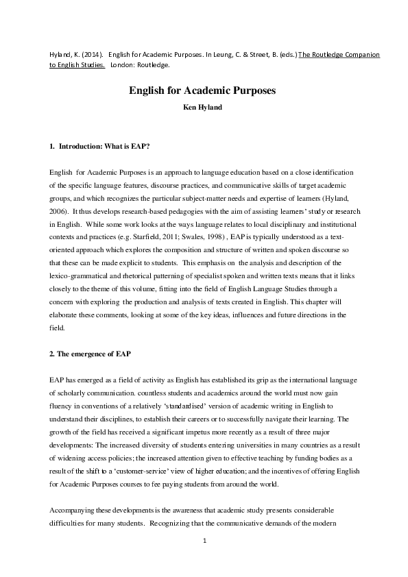 (PDF) English for Academic Purposes