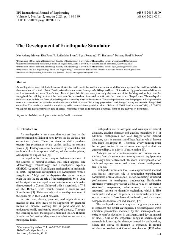 (PDF) The Development of Earthquake Simulator