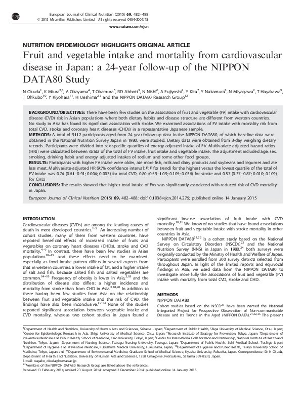 (PDF) Fruit and vegetable intake and mortality from cardiovascular ...