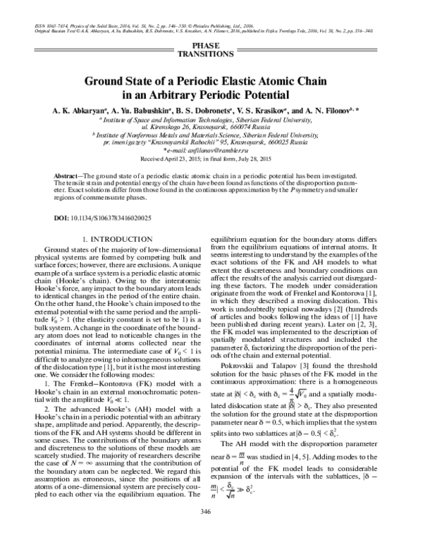 (PDF) Ground state of a periodic elastic atomic chain in an arbitrary ...