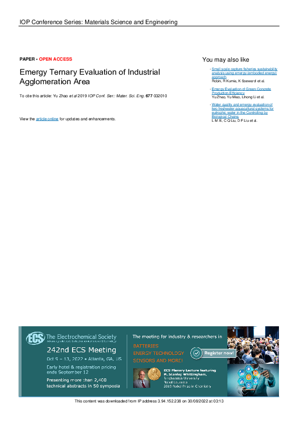 (PDF) Emergy Ternary Evaluation of Industrial Agglomeration Area