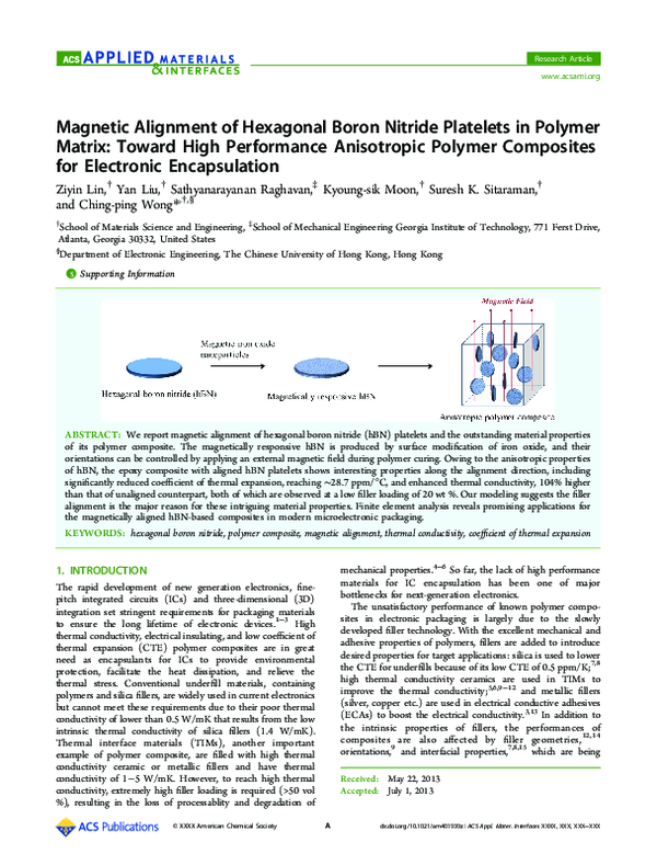 (PDF) Magnetic Alignment of Hexagonal Boron Nitride Platelets in ...
