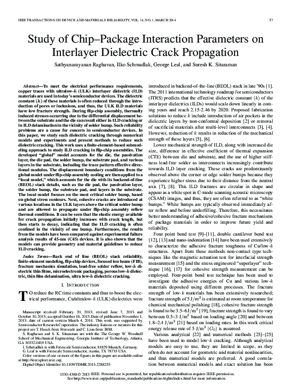(PDF) Study of Chip–Package Interaction Parameters on Interlayer Dielectric Crack Propagation