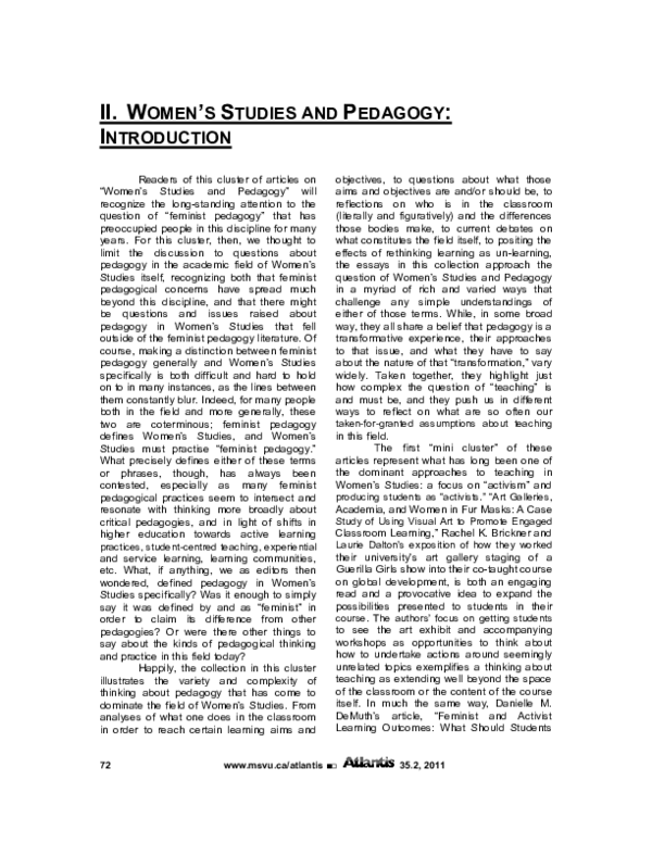 (PDF) Women's Studies and Pedagogy: Introduction