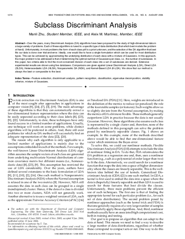 (PDF) Subclass discriminant analysis