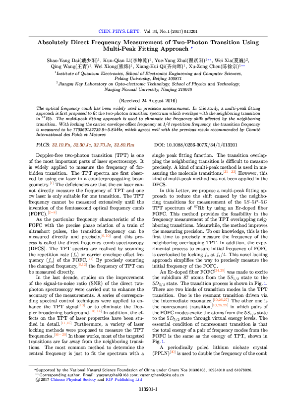 (PDF) Absolutely Direct Frequency Measurement of Two-Photon Transition ...