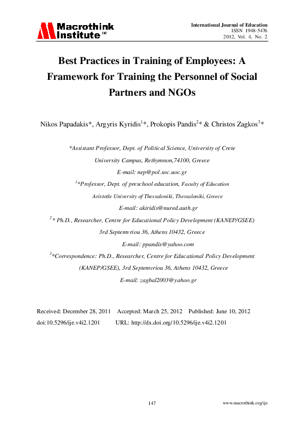 (PDF) Best Practices in Training of Employees: A Framework for Training ...
