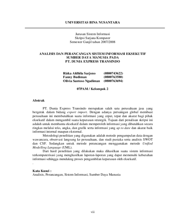 (PDF) Analisis Dan Perancangan Sistem Informasi Eksekutif Sumber Daya Manusia Pada Pt. Dunia ...