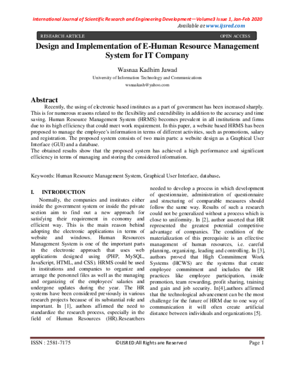 (PDF) Design and Implementation of E-Human Resource Management System ...