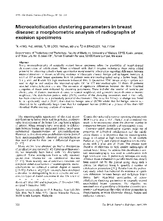 (PDF) Microcalcification clustering parameters in breast disease: a ...