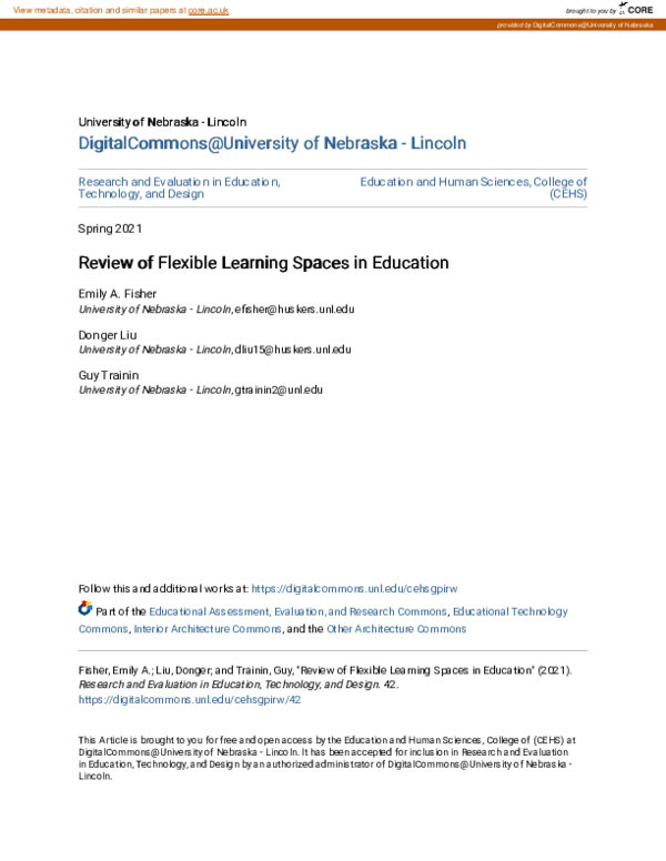 (PDF) Review of Flexible Learning Spaces in Education | Emily Fisher - Academia.edu