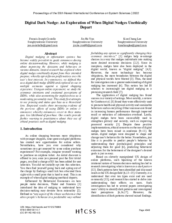 (PDF) Digital Dark Nudge: An Exploration of When Digital Nudges ...