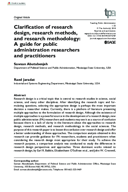 (PDF) Clarification of research design, research methods, and research ...