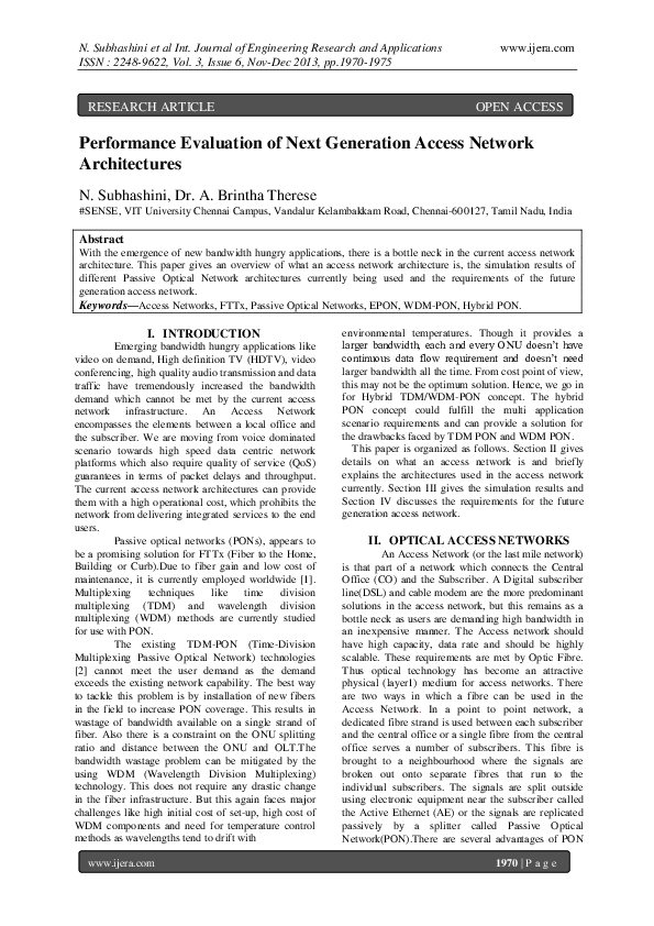(PDF) Performance Evaluation of Next Generation Access Network ...