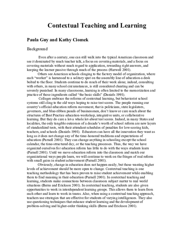 (PDF) Contextual Teaching and Learning