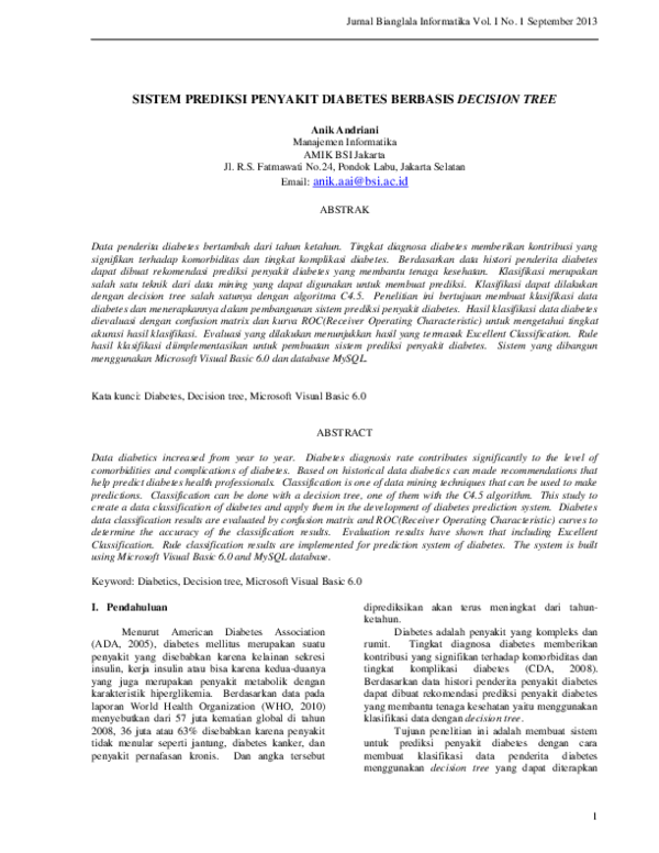 (PDF) Sistem Prediksi Penyakit Diabetes Berbasis Decision Tree