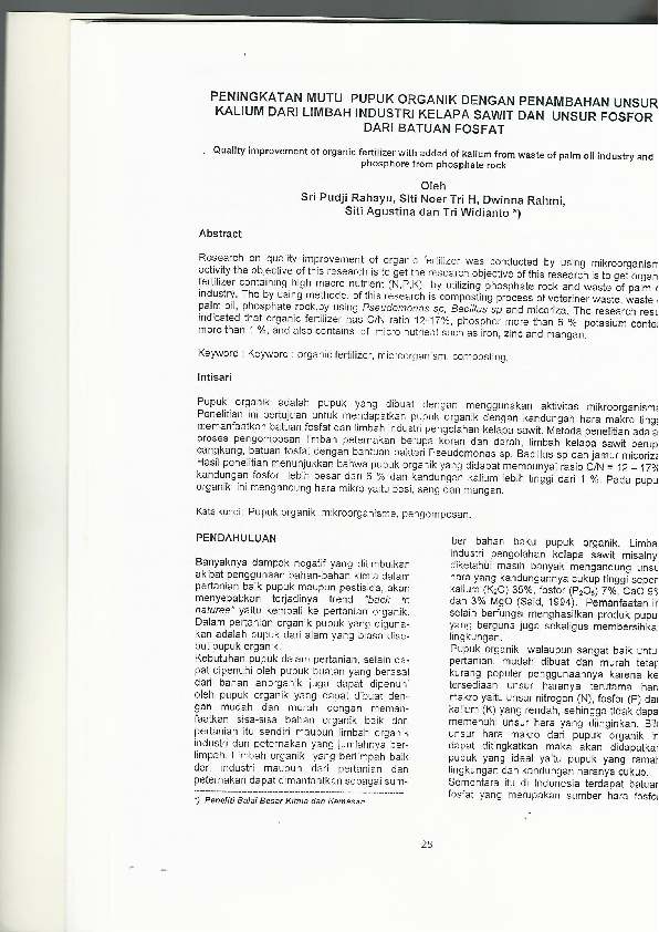 (PDF) Peningkatan Mutu Pupuk Organik Dengan Penambahan Unsur Kalium Dari Limbah Industri Kelapa ...