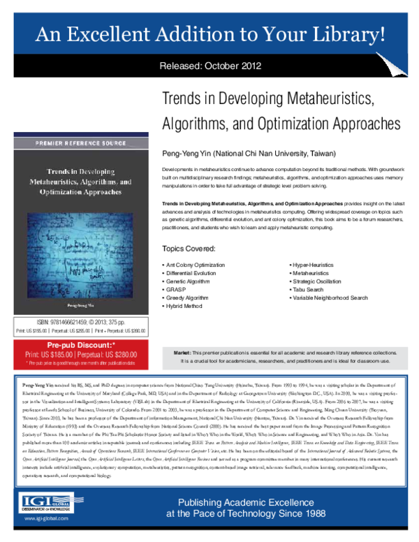 Pdf Trends In Developing Metaheuristics Algorithms And Optimization