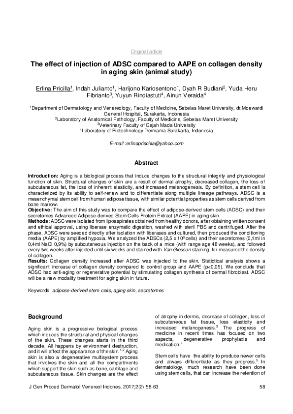 (PDF) The effect of injection of ADSC compared to APPE on collagen ...