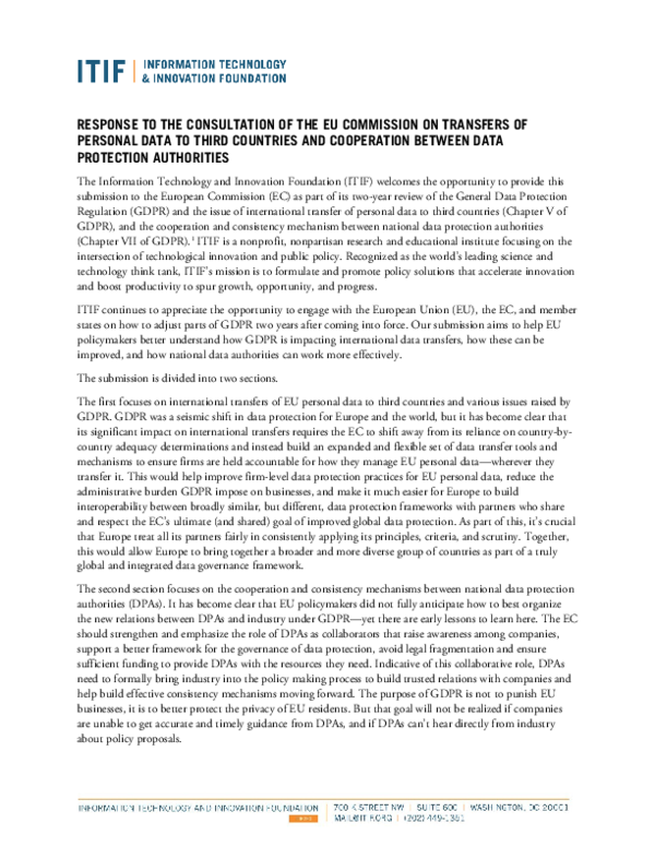 (PDF) Response to European Commission Consultation on Transfers of ...