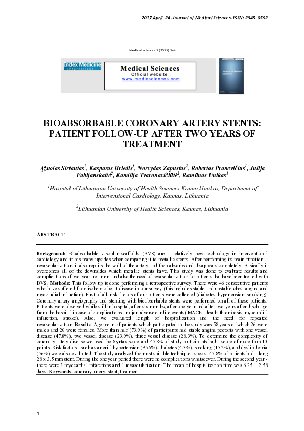 (PDF) CRT-100.13 Bioabsorbable Coronary Artery Stents: Patient Follow ...