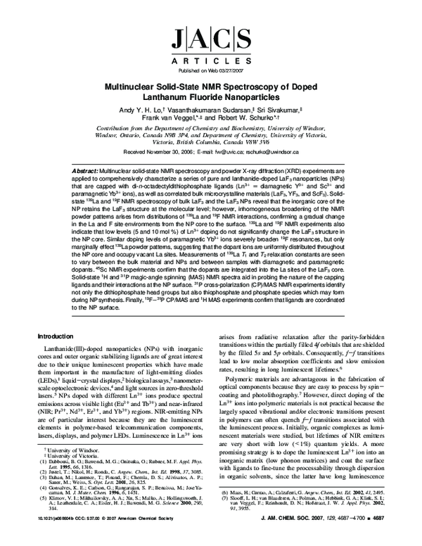 (PDF) Multinuclear Solid-State NMR Spectroscopy of Doped Lanthanum ...