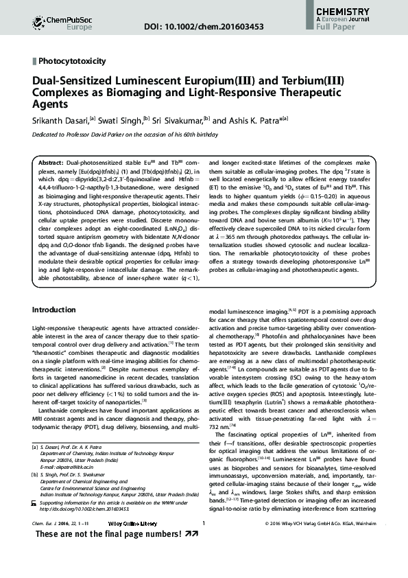 (PDF) Dual-Sensitized Luminescent Europium(ΙΙΙ) and Terbium(ΙΙΙ ...