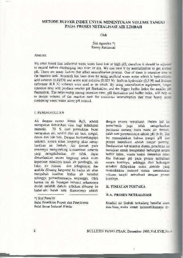 (PDF) Metode Buffer Index Untuk Menentukan Volum Tangki Pada Proses ...