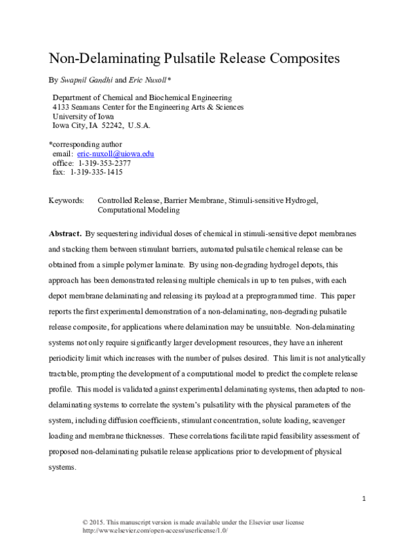 (PDF) Non-delaminating pulsatile release composites